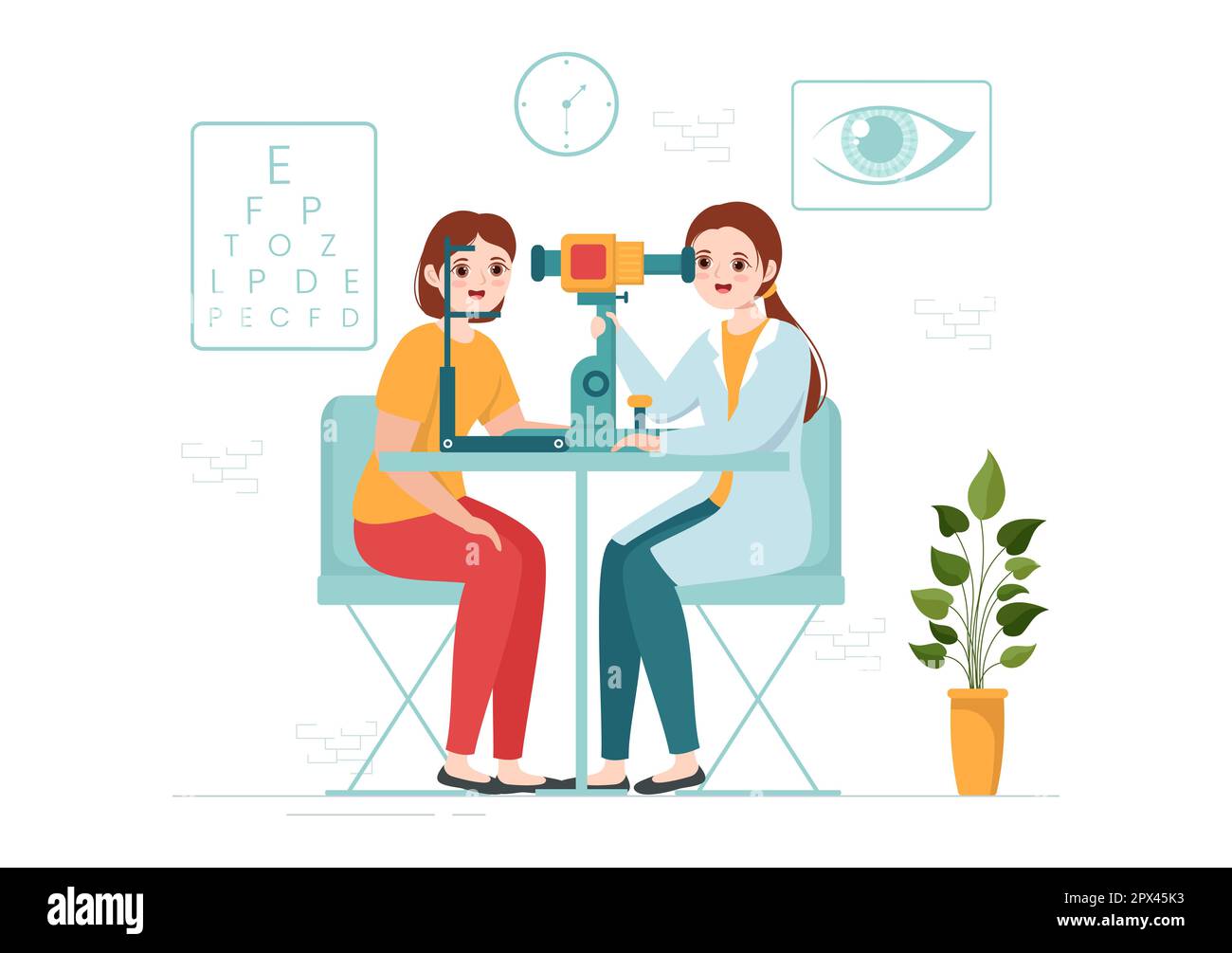 Optometrist with Ophthalmologist Checks Patient Sight, Optical Eye Test ...