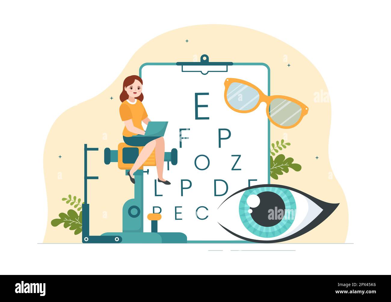 Optometrist with Ophthalmologist Checks Patient Sight, Optical Eye Test ...