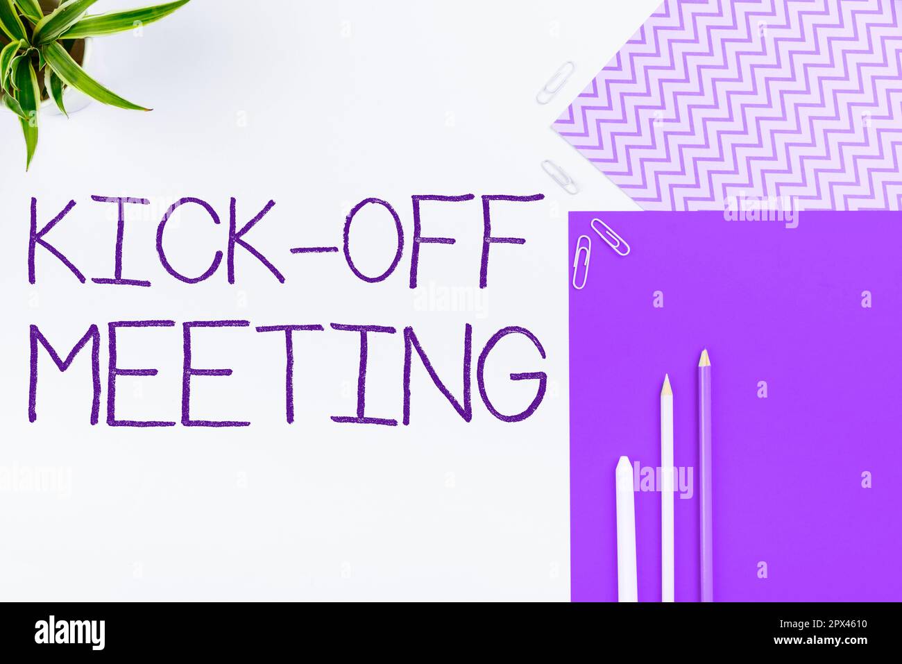 Conceptual caption Kick Off Meeting, Word for first meeting with the ...