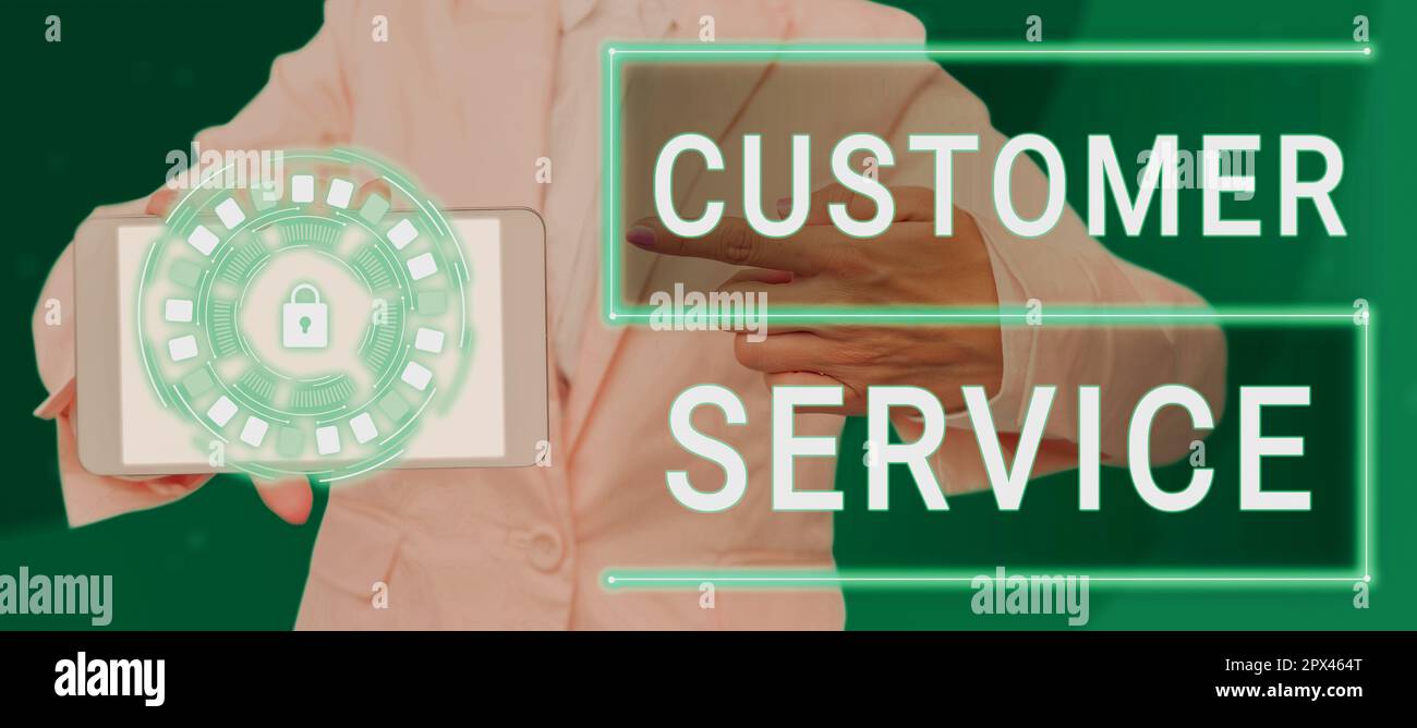 Text caption presenting Customer Service, Business concept process of ensuring customer ...