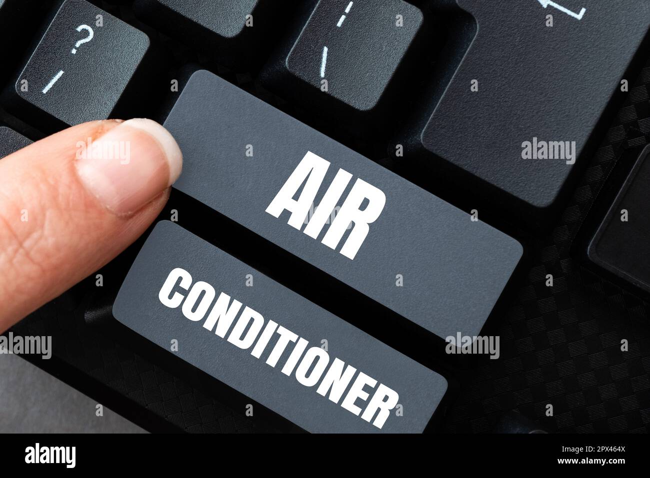 Text caption presenting Air Conditioner, Word Written on apparatus for ...