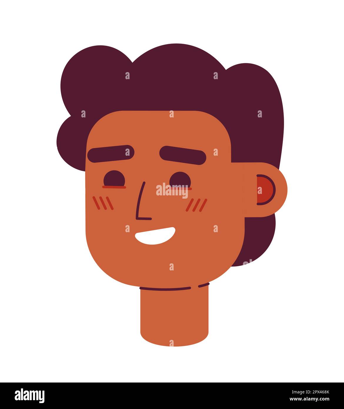 Beaming young guy with fluffy hairstyle semi flat vector character head ...