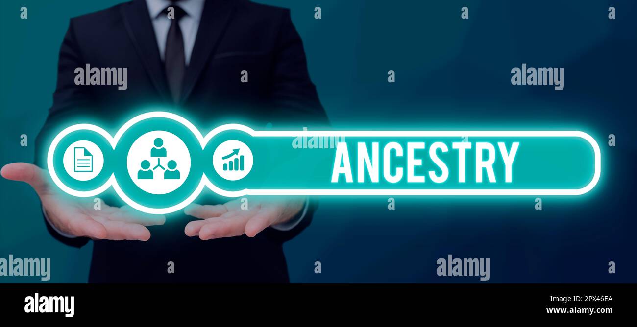 Sign displaying Ancestry, Internet Concept the history or developmental ...