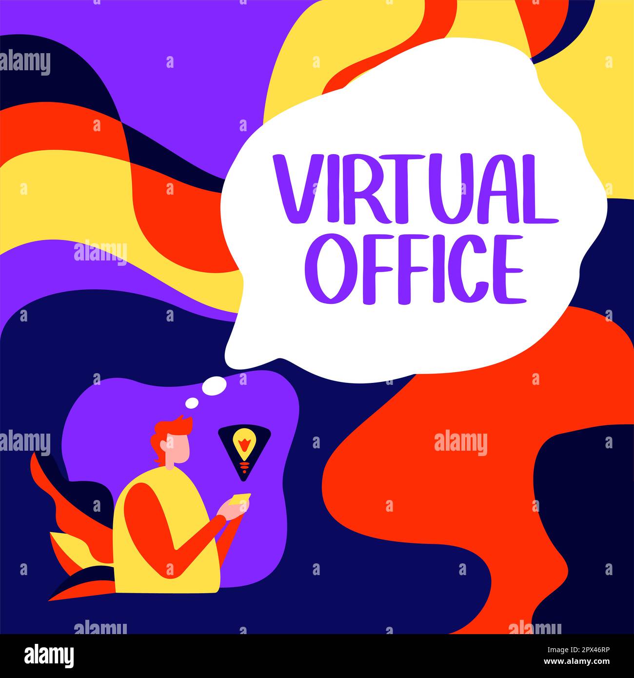 Text sign showing Virtual Office, Business overview Mobile work ...