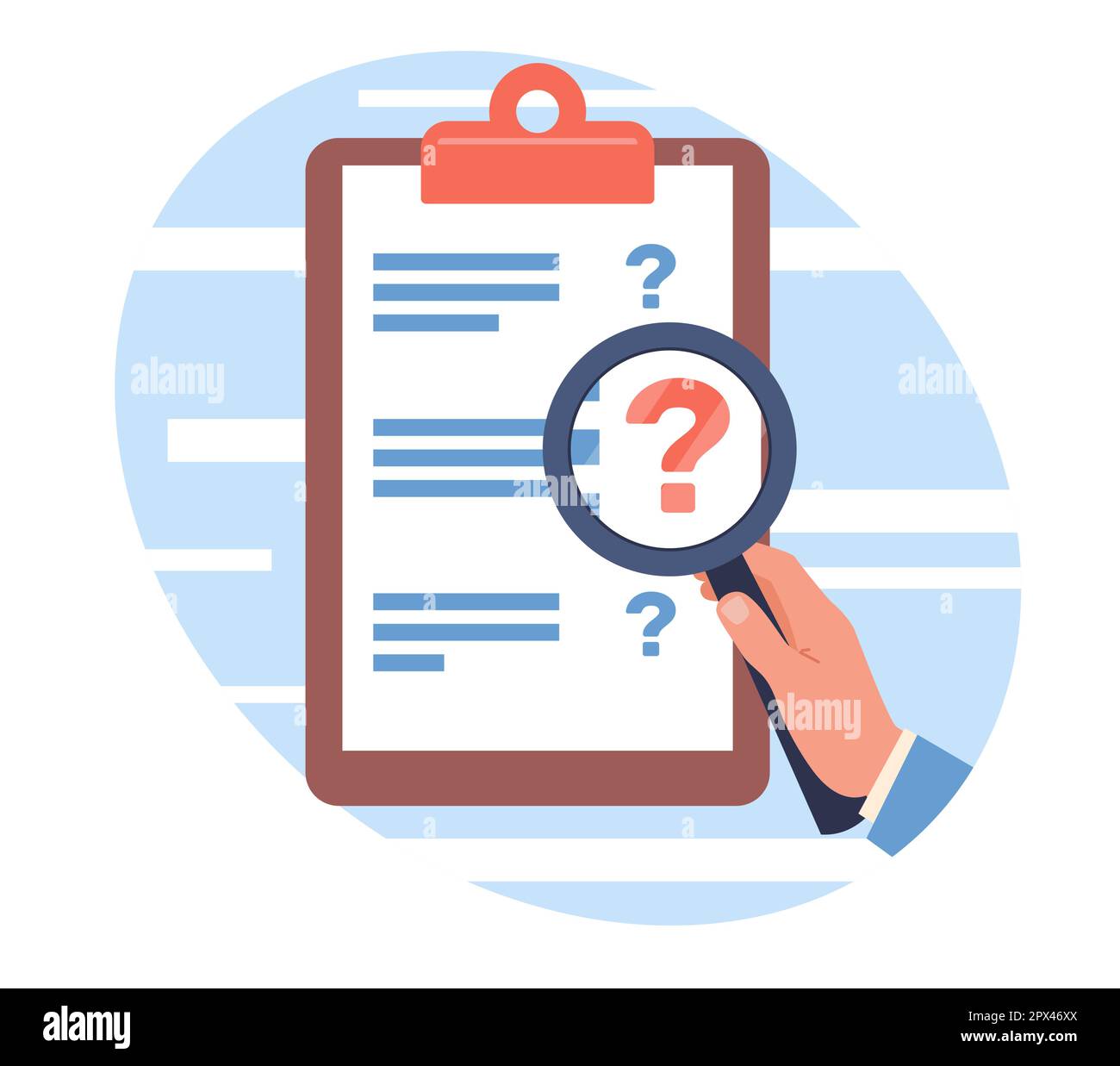 Survey, list of customer support questions. Examination document. Hand ...