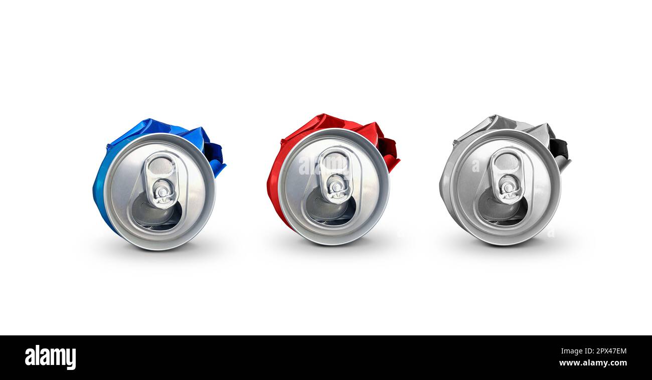 Compressed cans isolated on a white background Stock Photo - Alamy
