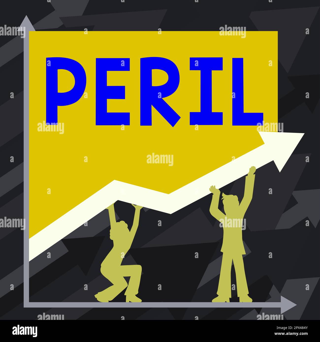 Sign displaying Peril, Word Written on indicates something extremely ...