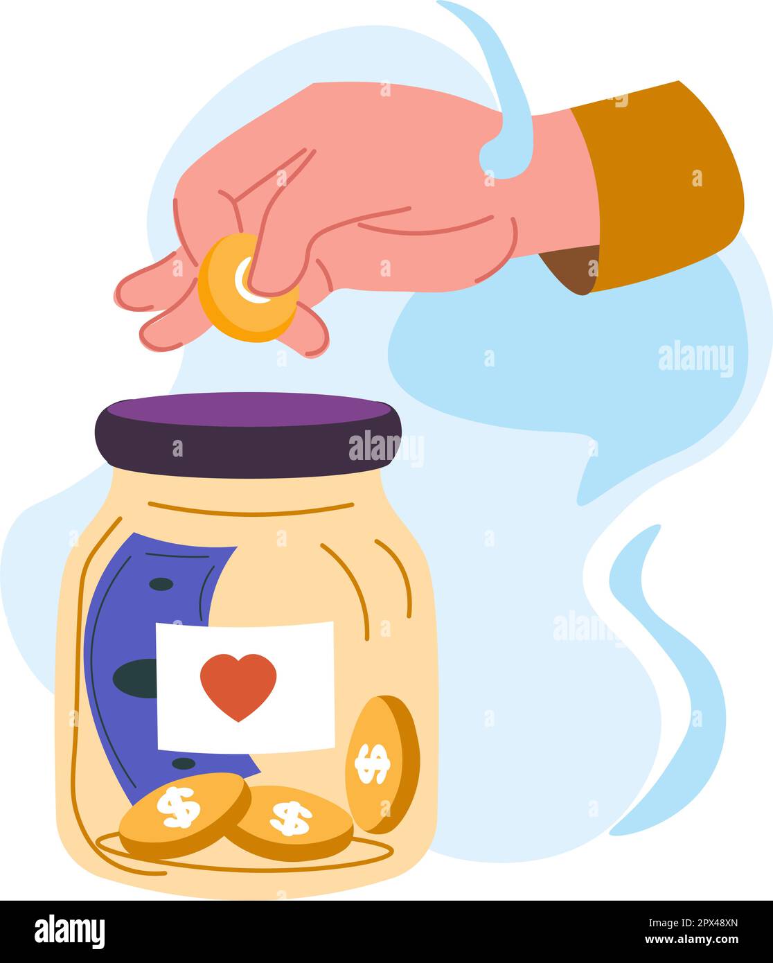 Charity and donation, giving money in jar vector Stock Vector Image ...
