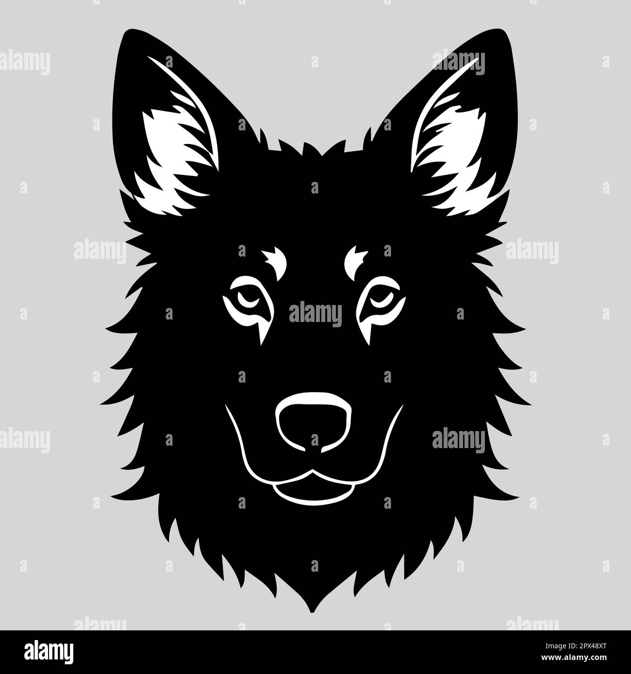 Wolf head. Vector illustration. Isolated on a gray background Stock ...