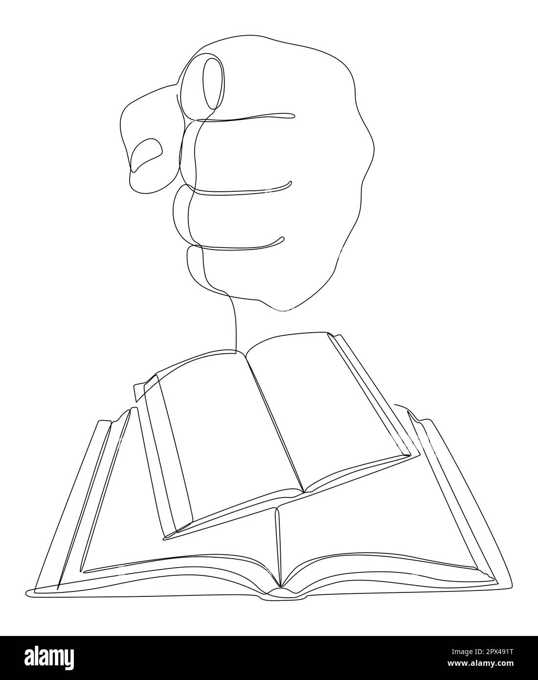 One Continuous Line Of Hand With Multiple Books Thin Line Illustration Vector Concept Contour