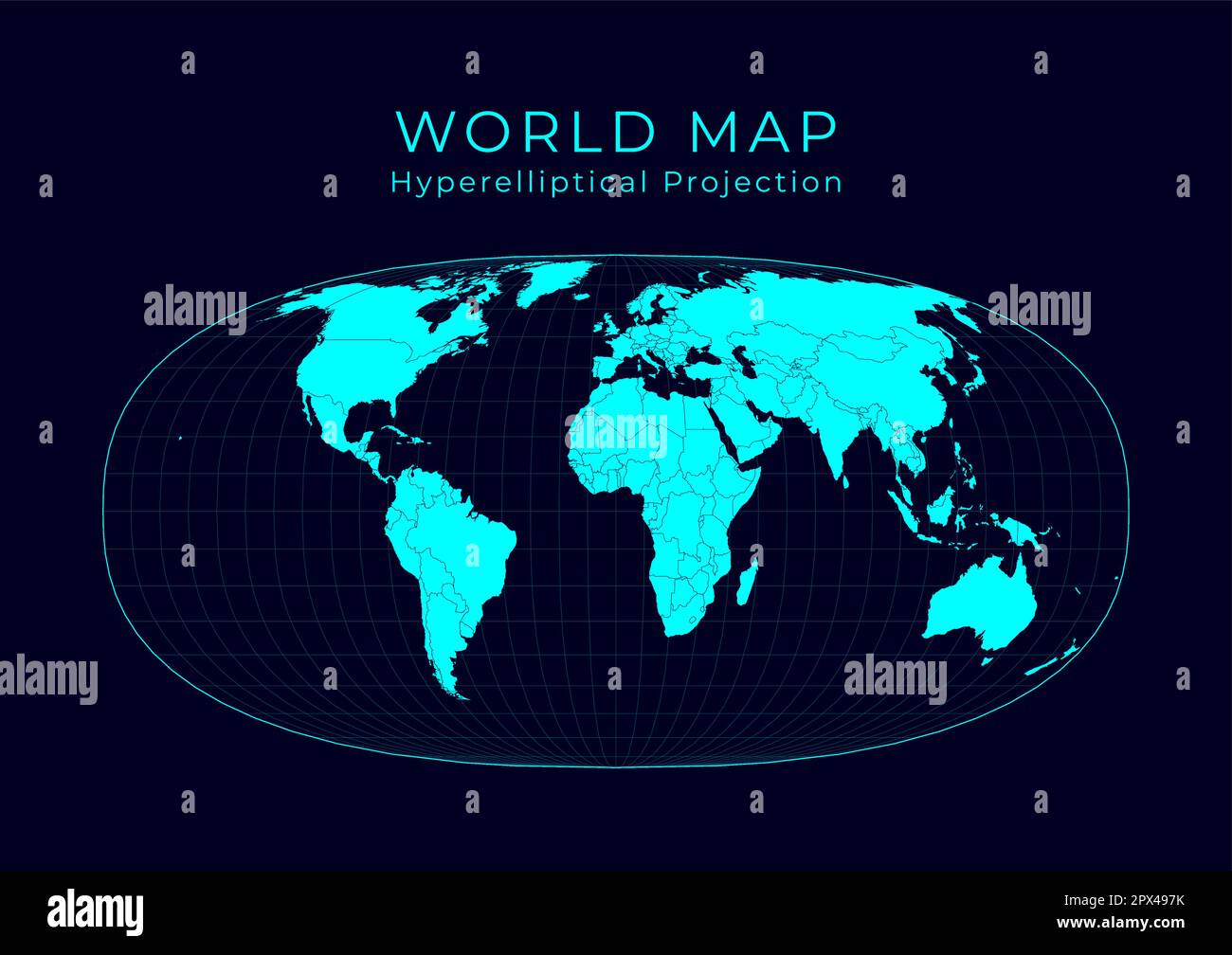 Map of the World. Waldo R. Tobler's hyperelliptical projection ...