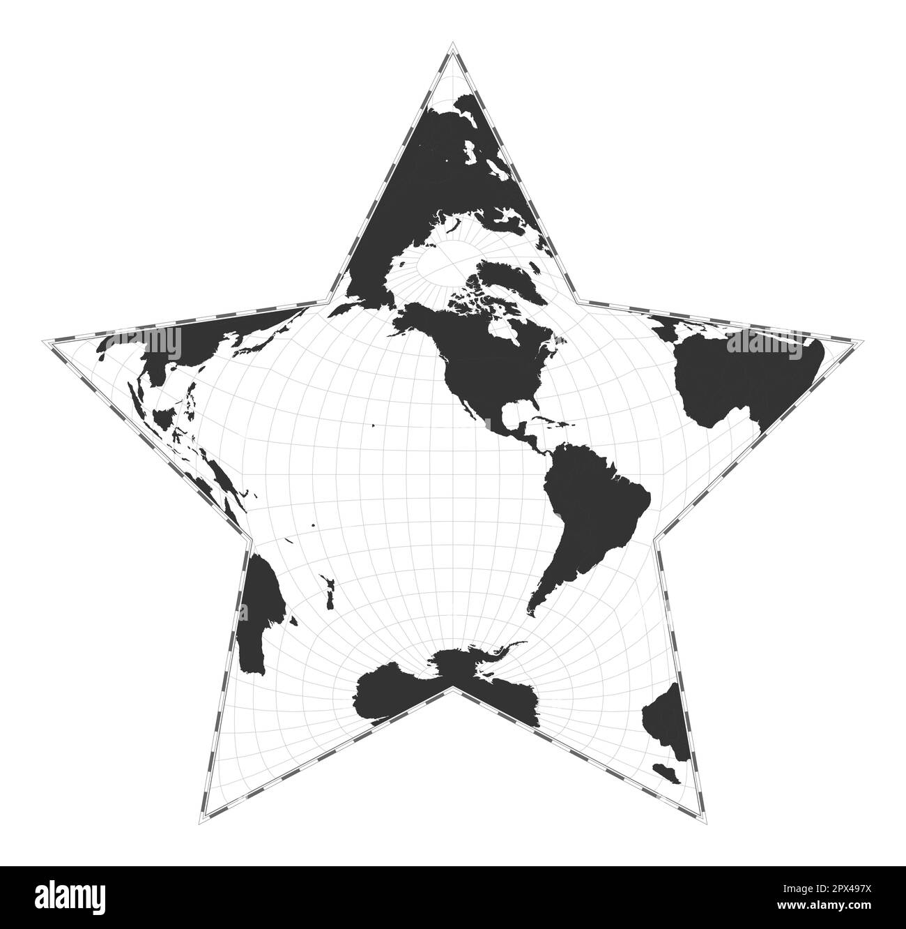 Vector world map. Berghaus star projection. Plain world geographical ...