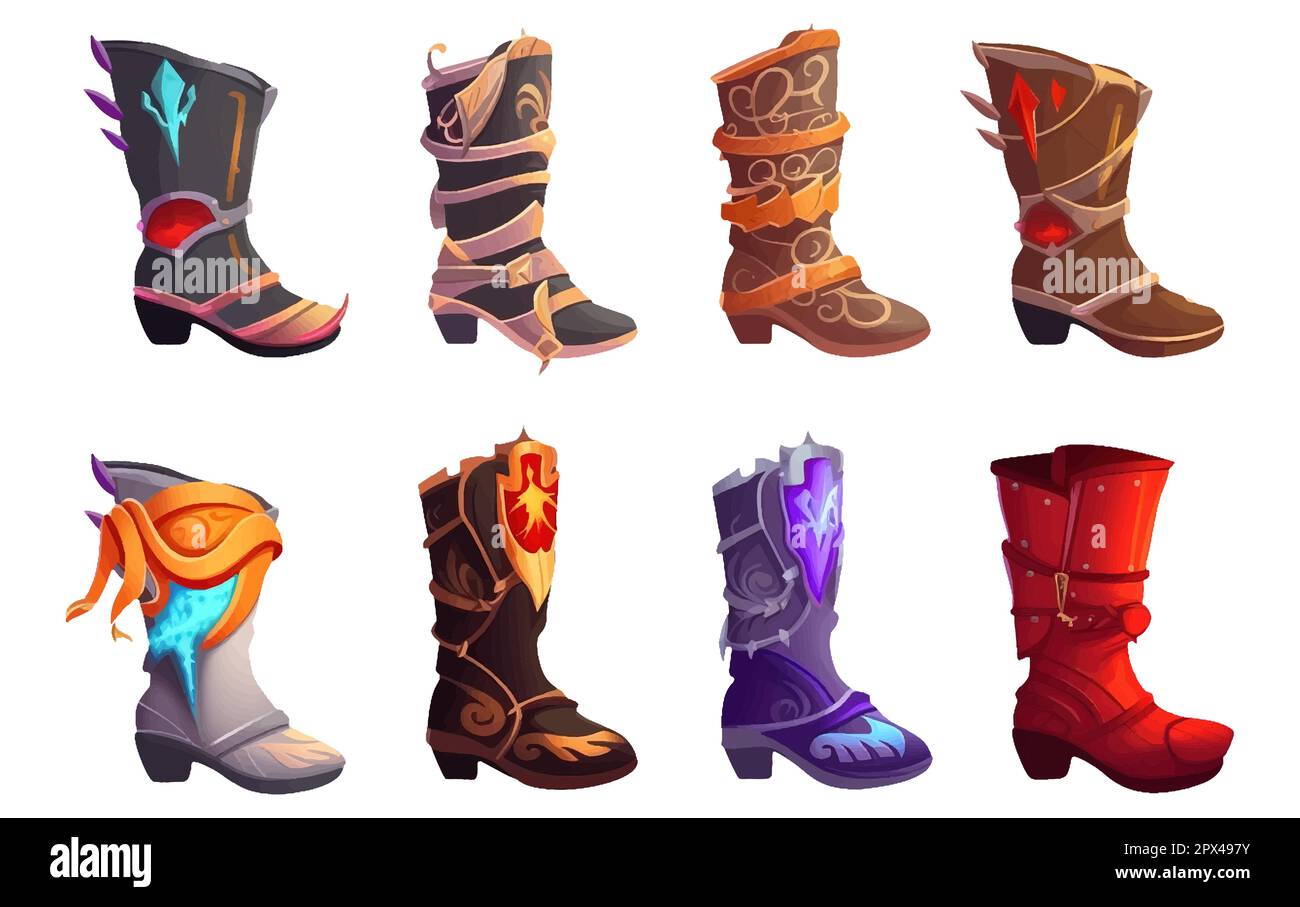 ui set vector illustration of a set of boots and combat items of a ...