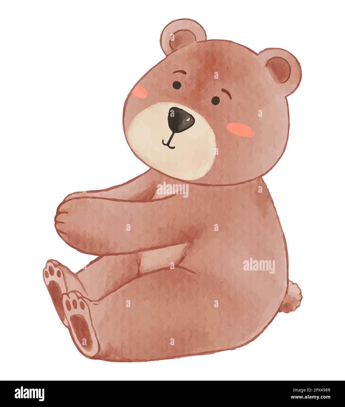 Bear . Watercolor paint design . Cute animal cartoon character . Sit ...