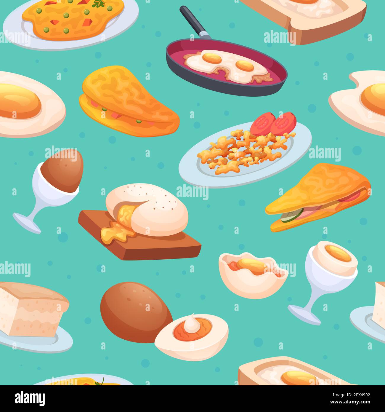 Pattern eggs. Seamless cartoon background with colored pictures of eggs exact vector template ...