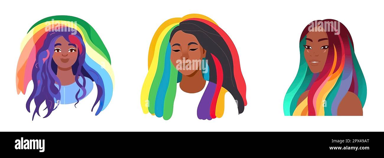set vector illustration of female support lgbt rights isolate on white ...
