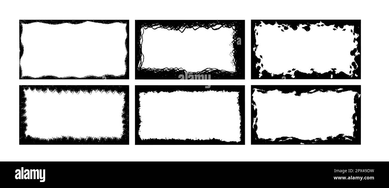 Hand drawn frames collection. Grunge borders isolated on white ...