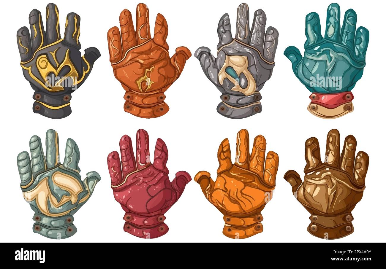 ui set vector illustration of a set of gloves clothes and combat items ...