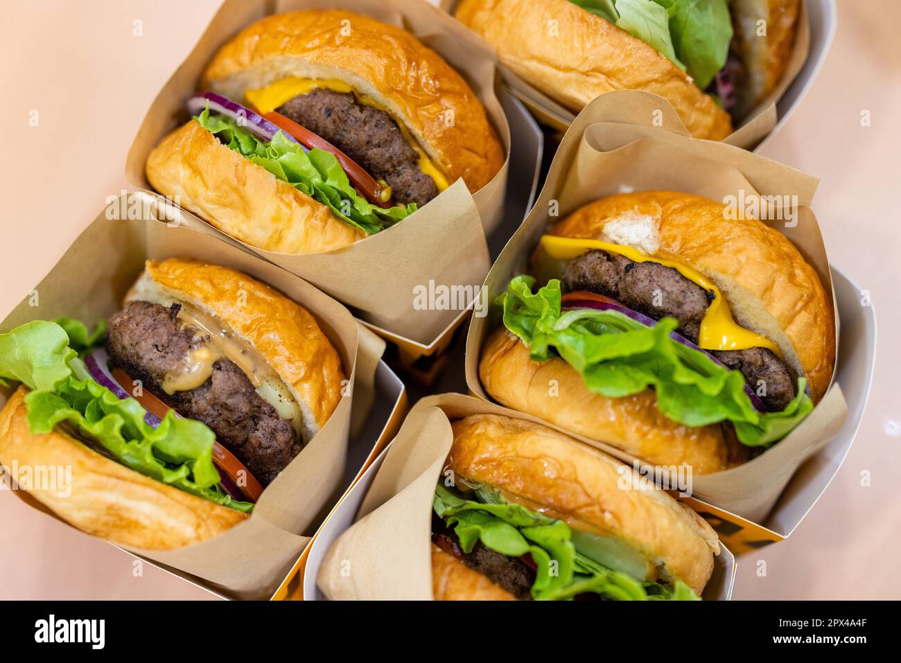 Top view of hamburger take away Stock Photo - Alamy