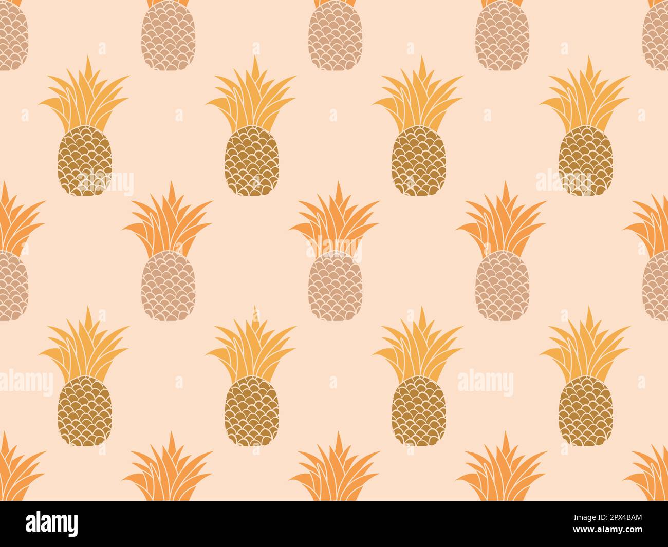 Pineapple seamless pattern. Summer fruit pattern. Pineapple fruit on a beige background ...