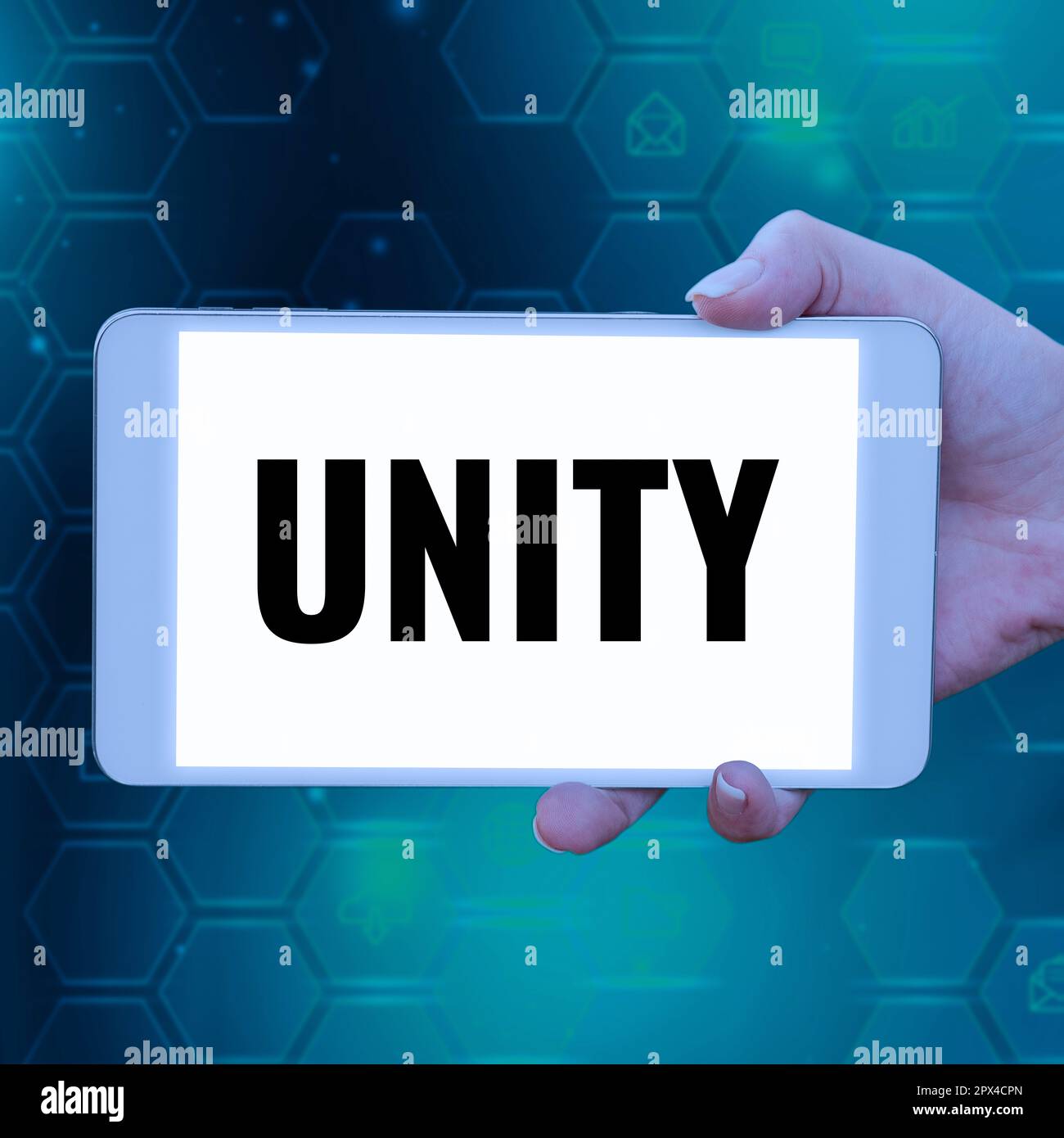 Text showing inspiration Unity, Business showcase state of being united ...