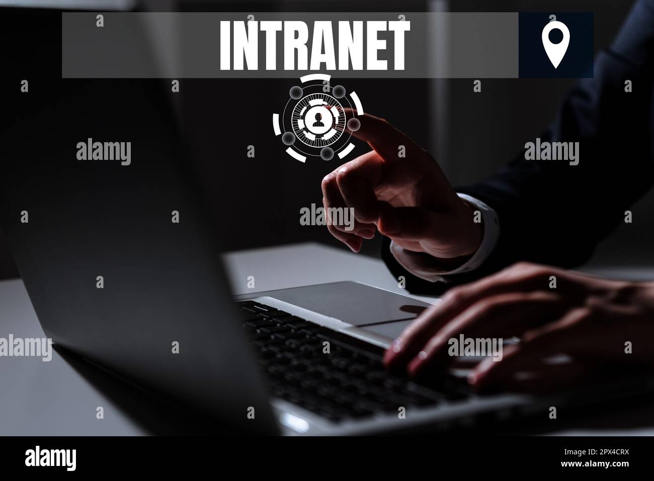 Hand writing sign Intranet, Word Written on local or restricted ...