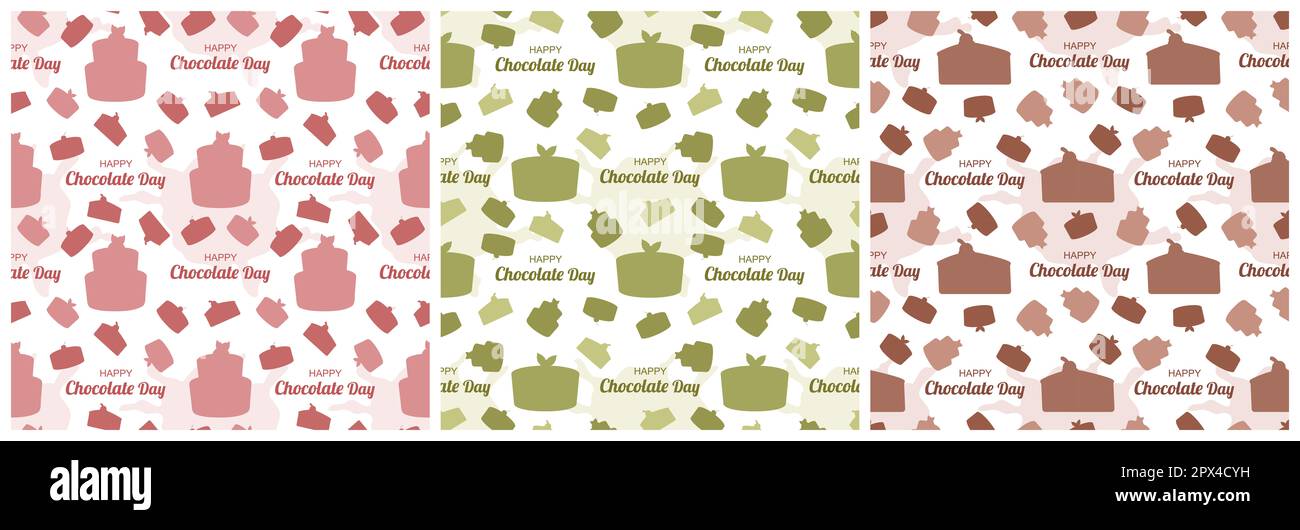 Set of Chocolate Seamless Pattern Design with Choco Decoration in ...