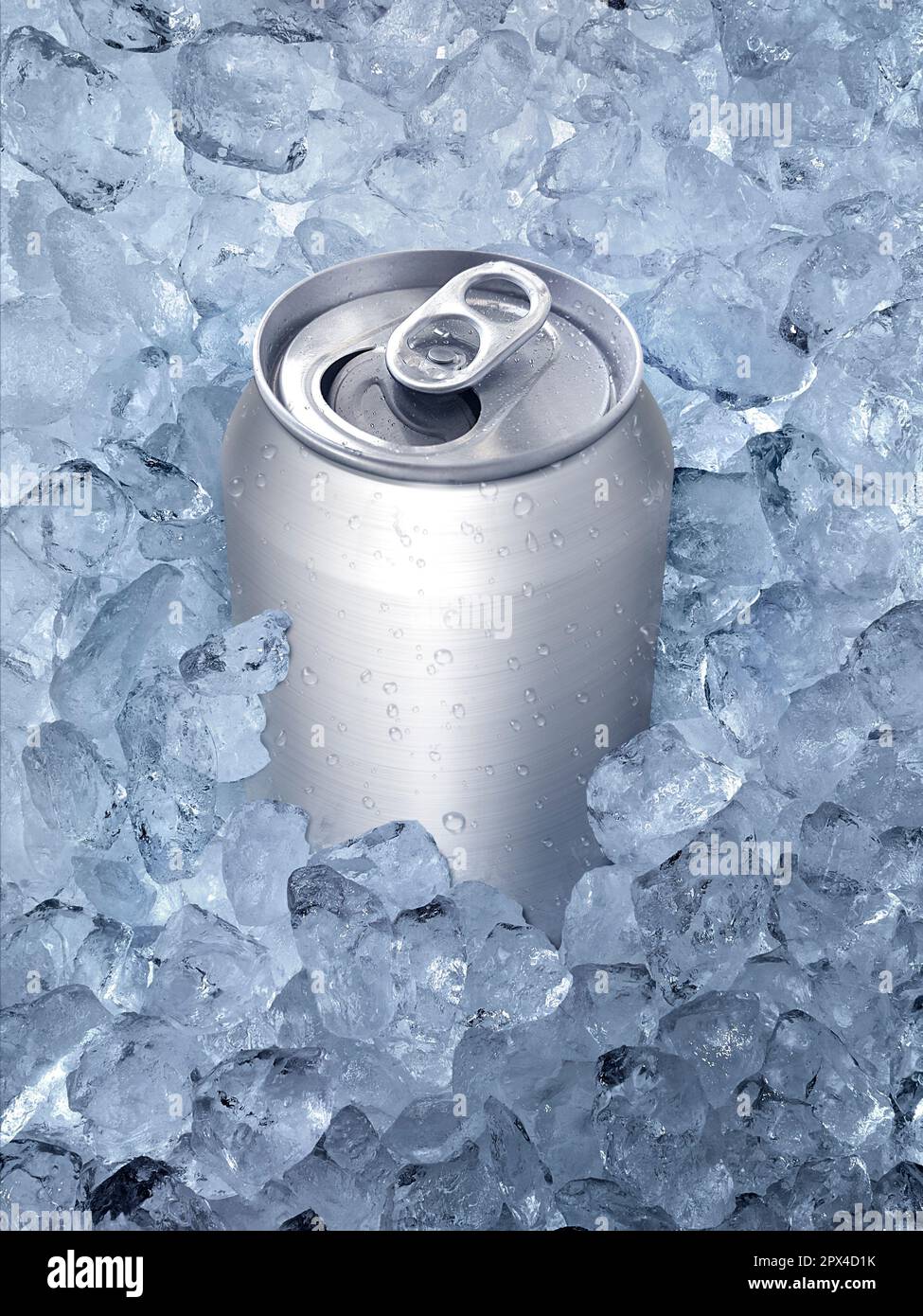 Cans of on ice background Stock Photo - Alamy
