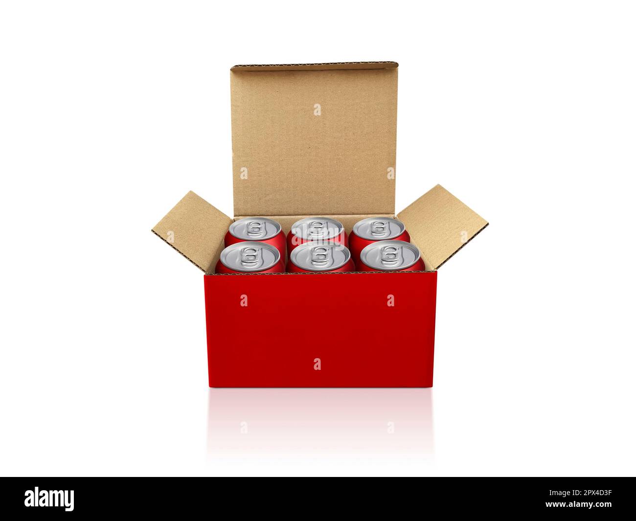 Box with cans isolated on white background Stock Photo - Alamy
