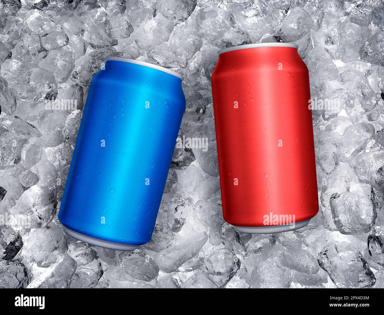 Cans of on ice background Stock Photo - Alamy