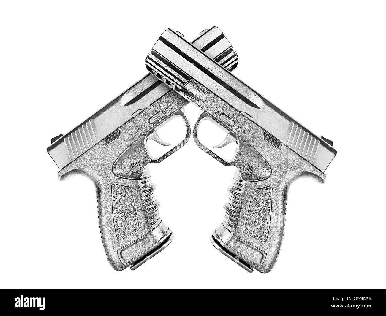 gun silver metal isolated on white background Stock Photo - Alamy