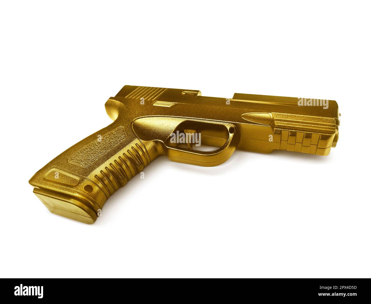 gun gold metal isolated on white background Stock Photo - Alamy
