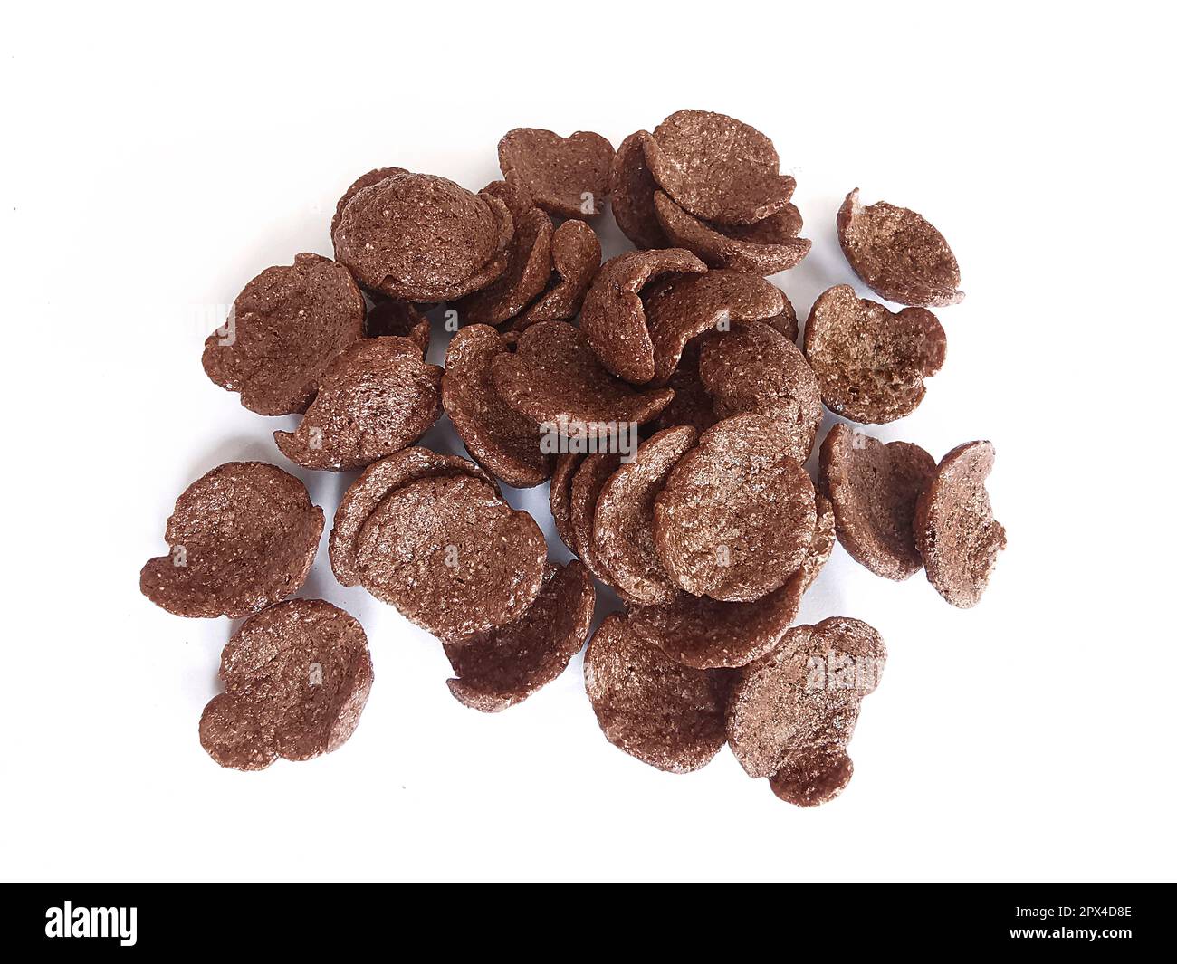Chocolate corn flakes on the white background Stock Photo - Alamy