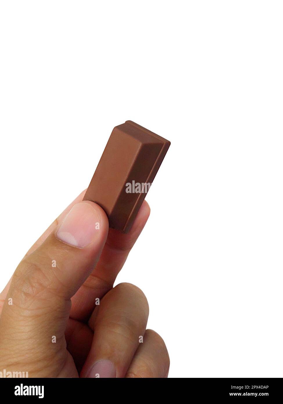 man hand holding. Chocolate isolated on white background Stock Photo ...