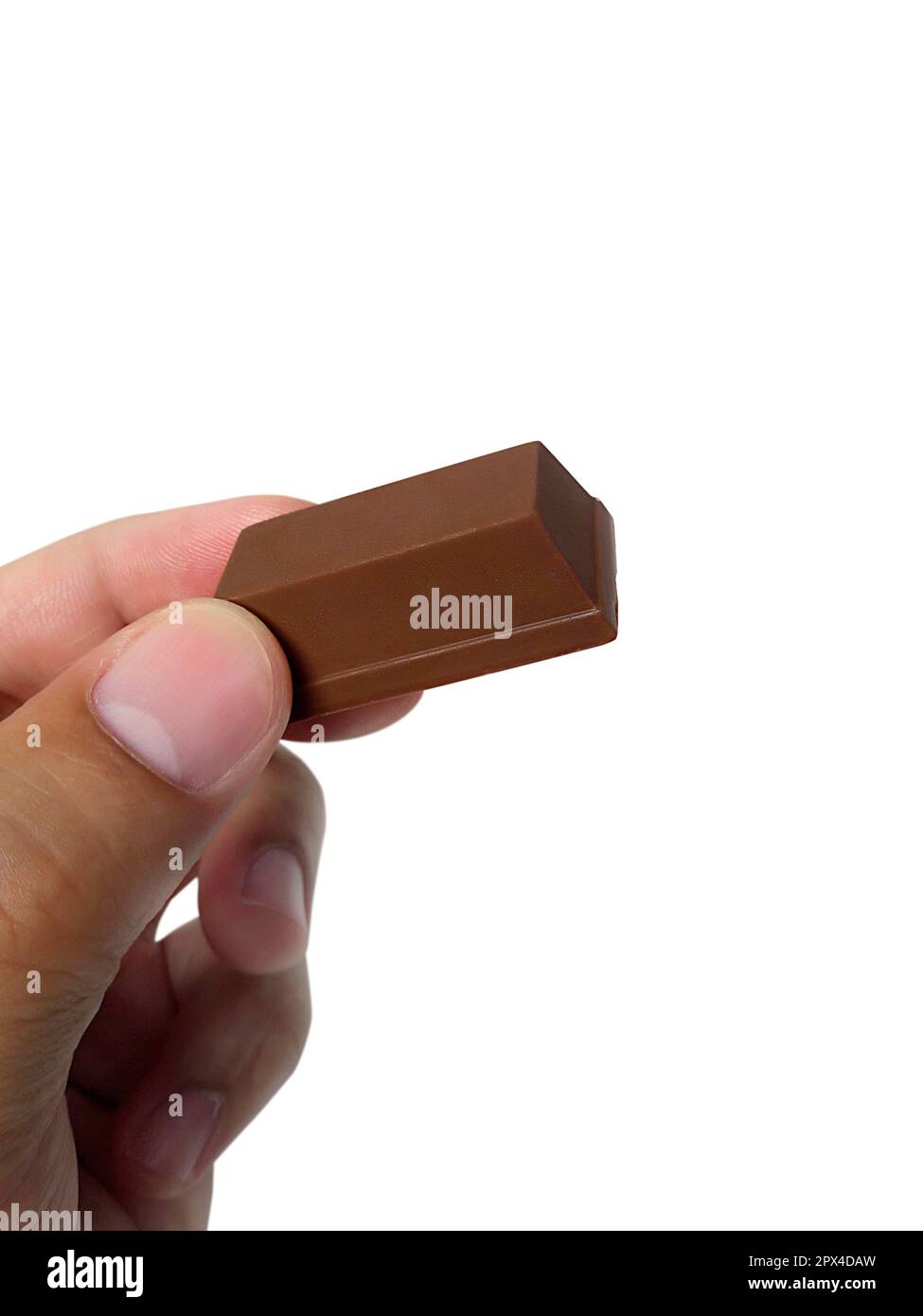man hand holding. Chocolate isolated on white background Stock Photo ...