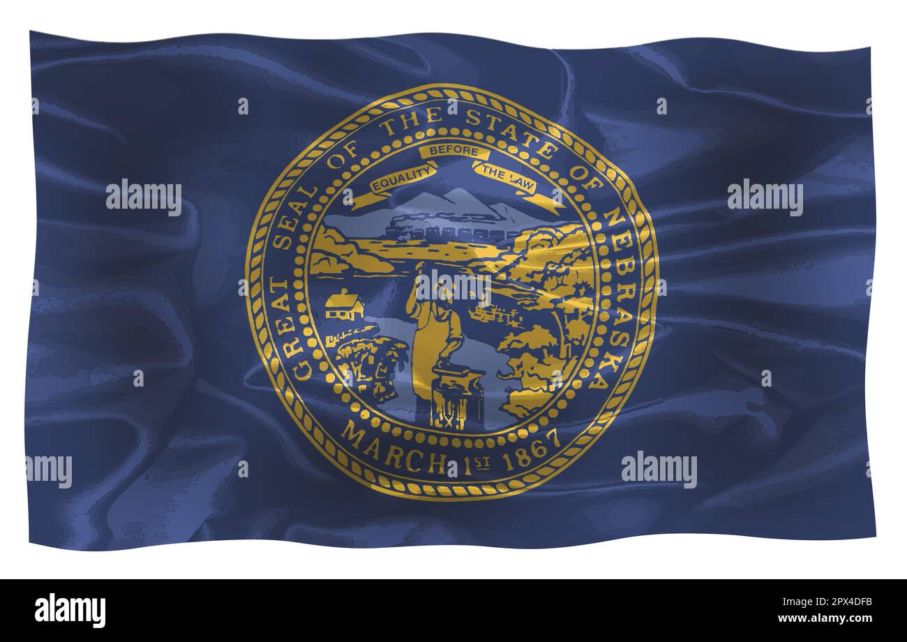 The flag of the American state of Nebraska waving in the breeze Stock ...