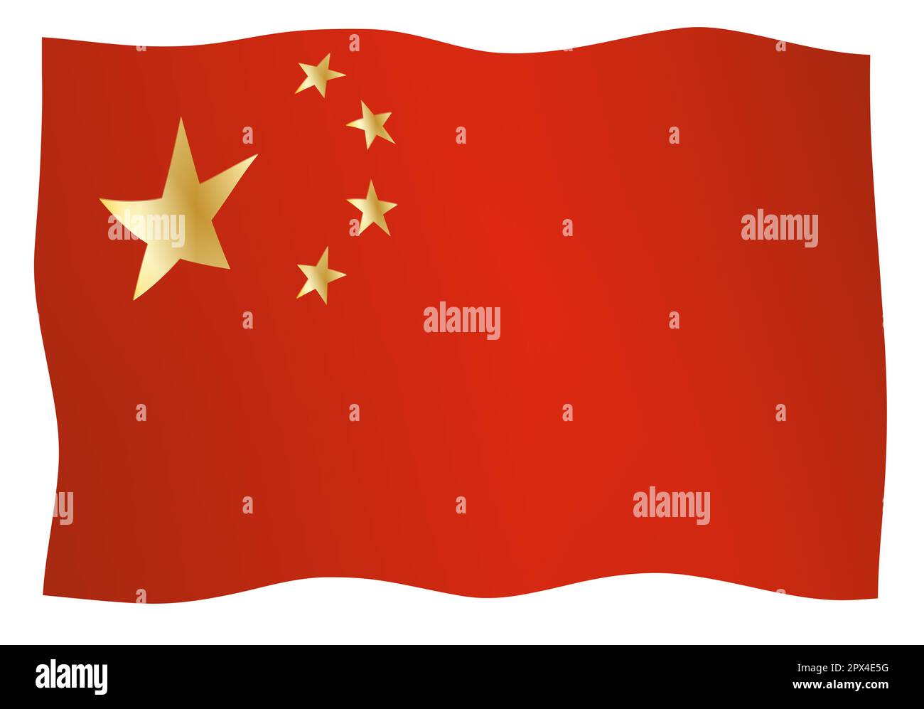 The Chinese flag with gold stars and red background isolated on white ...