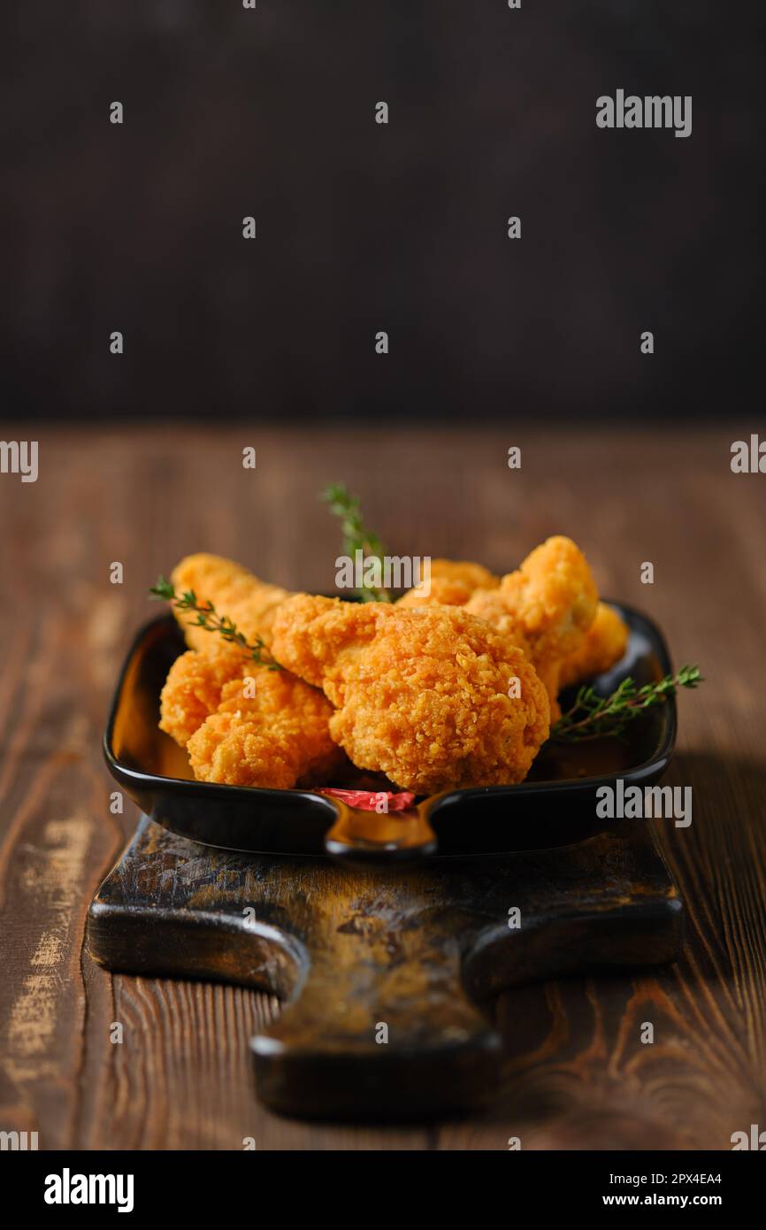 Classic fast food - deep fried spicy chicken meat closeup Stock Photo ...