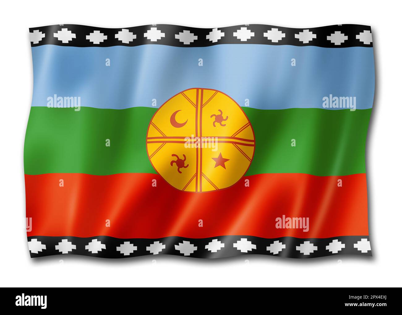 Mapuche ethnic flag, South America. 3D illustration Stock Photo - Alamy