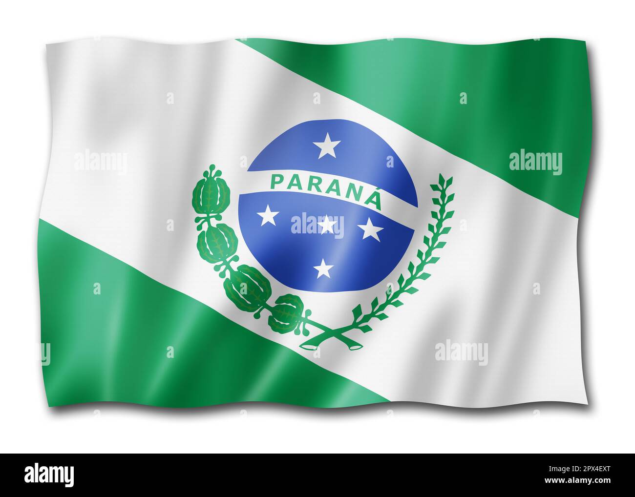 Parana state flag, Brazil waving banner collection. 3D illustration ...
