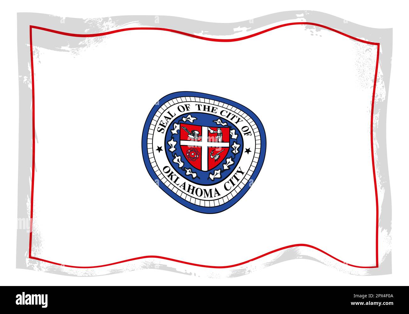 The flag as adopted by the city of Oklahoma waving in the breeze Stock ...