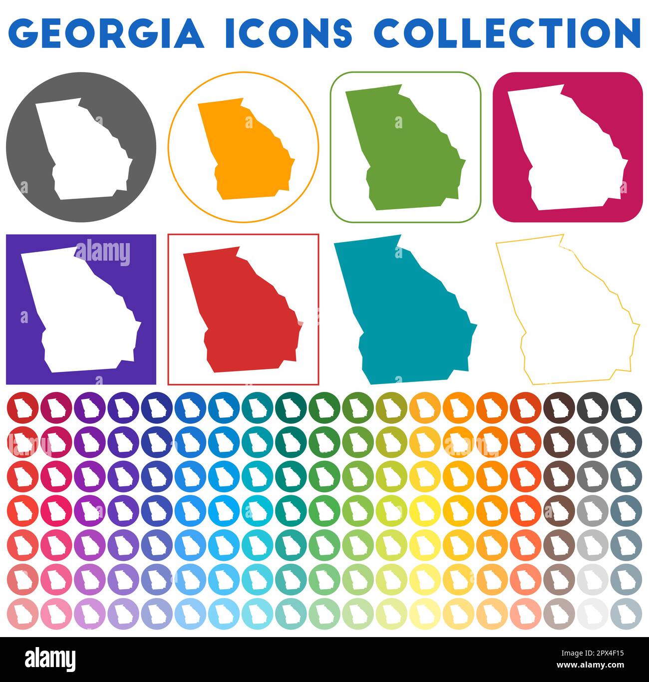 Georgia icons collection. Bright colorful trendy map icons. Modern ...