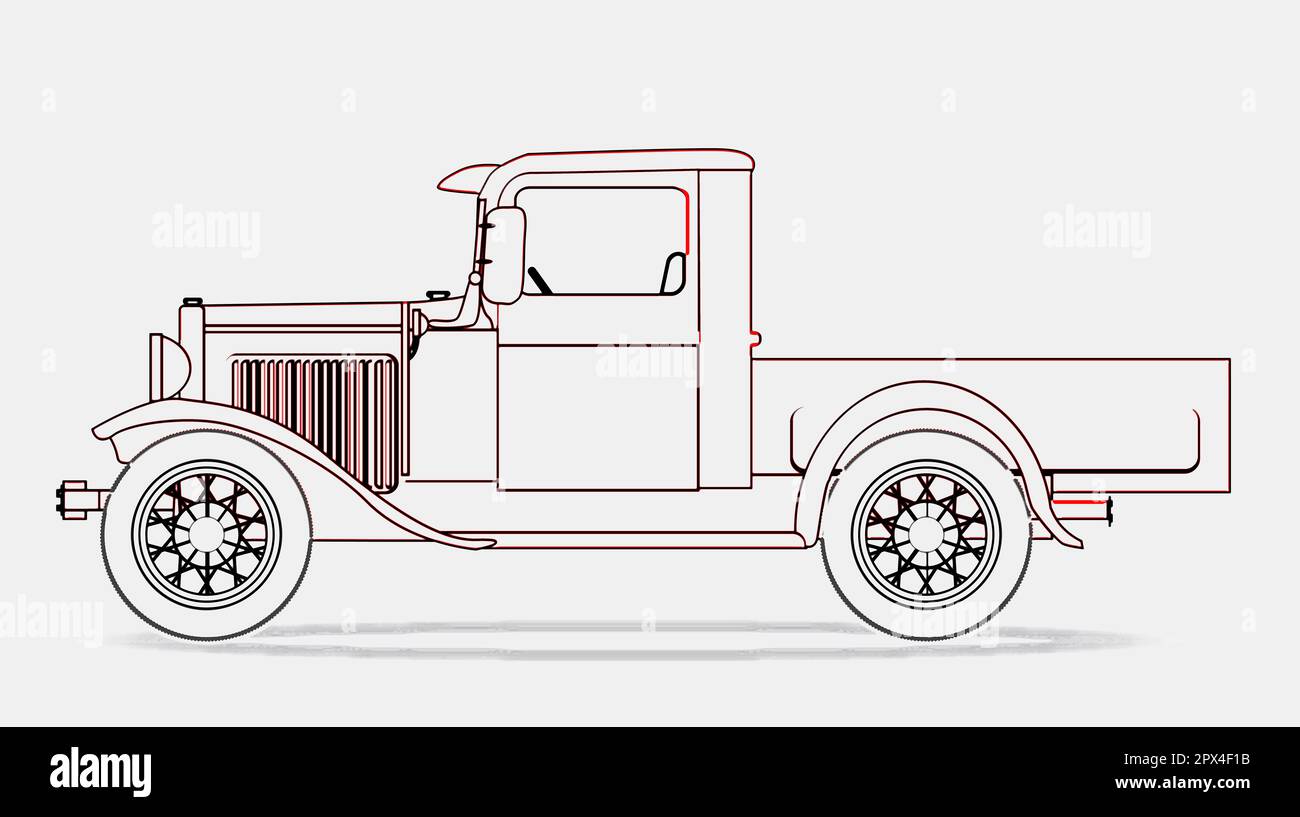 An early old fashioned pickup truck over a white background Stock Photo ...