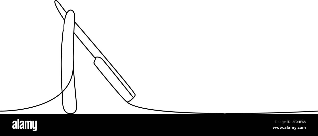 Sharp razor blade one line continuous drawing. Barber shop and ...