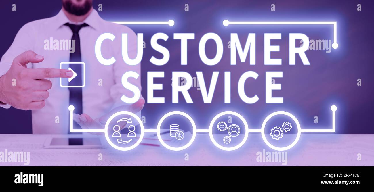 Sign displaying Customer Service, Conceptual photo process of ensuring ...