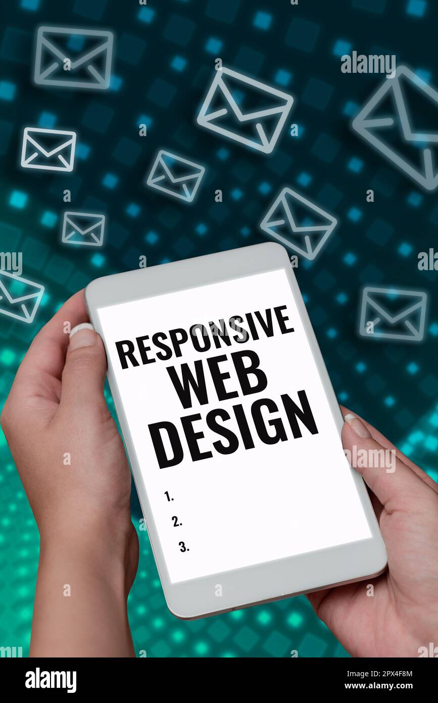 Text showing inspiration Responsive Web Design, Conceptual photo web page creation that makes ...