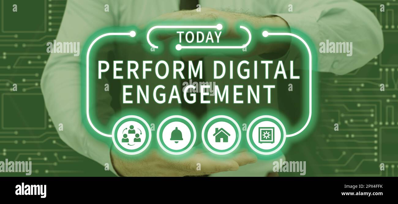 Text caption presenting Perform Digital Engagement, Business overview ...