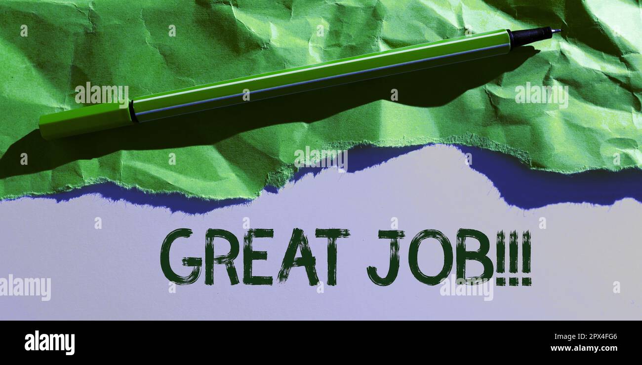 Hand writing sign Great Job, Internet Concept used praising someone for ...