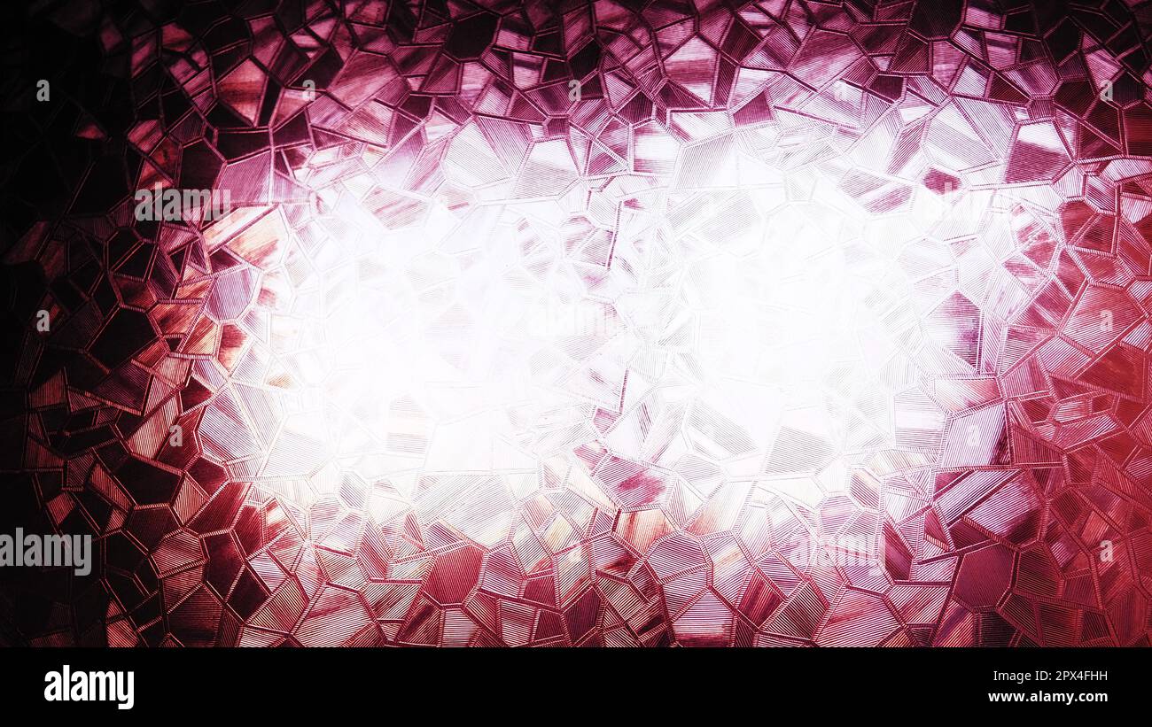 Embossed glass background. Corrugated glass pink monochrome. Refraction ...