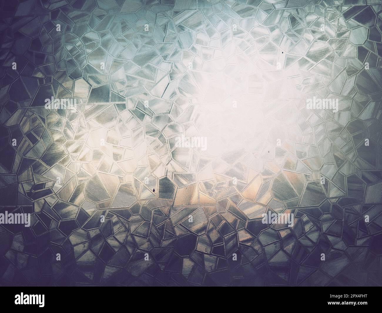 Fluted glass with backlight. Beautiful multicolored refraction of light ...